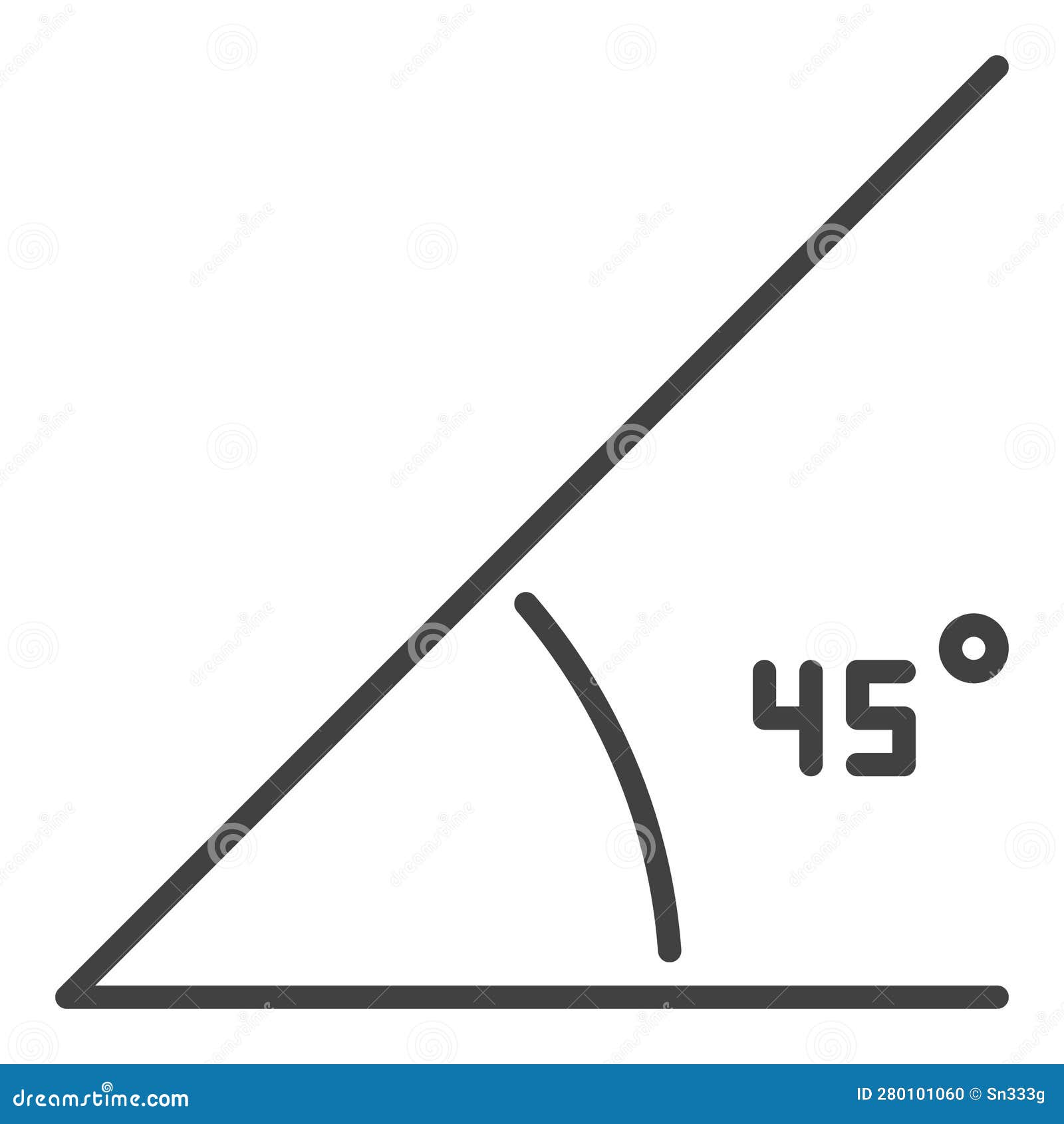 45 Degree Angle Vector Mathematics Corner Concept Outline Icon Stock ...