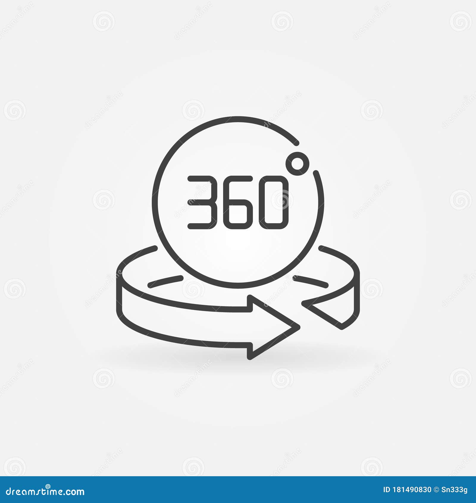 360 Degree Arrow with Circle Vector Outline Concept Icon Stock Vector ...