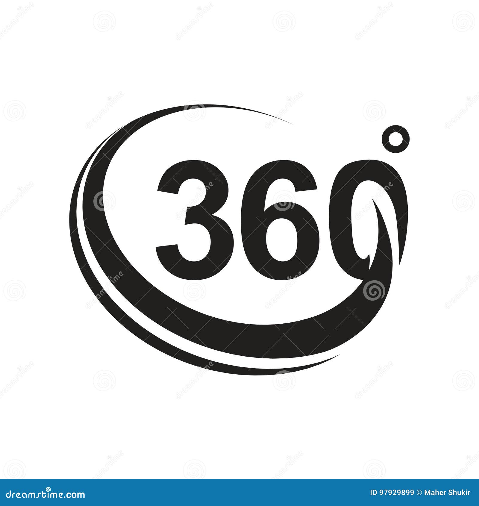 360 Degree Black Icon, Round Rotation And Panorama Pictogram Cartoon ...
