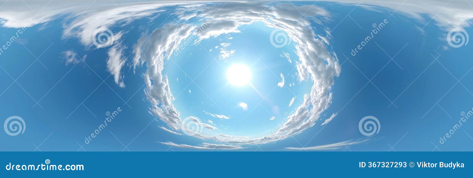 Blue Sky Panorama With Puffy Cumulus Clouds. Seamless Hdr Pano In ...