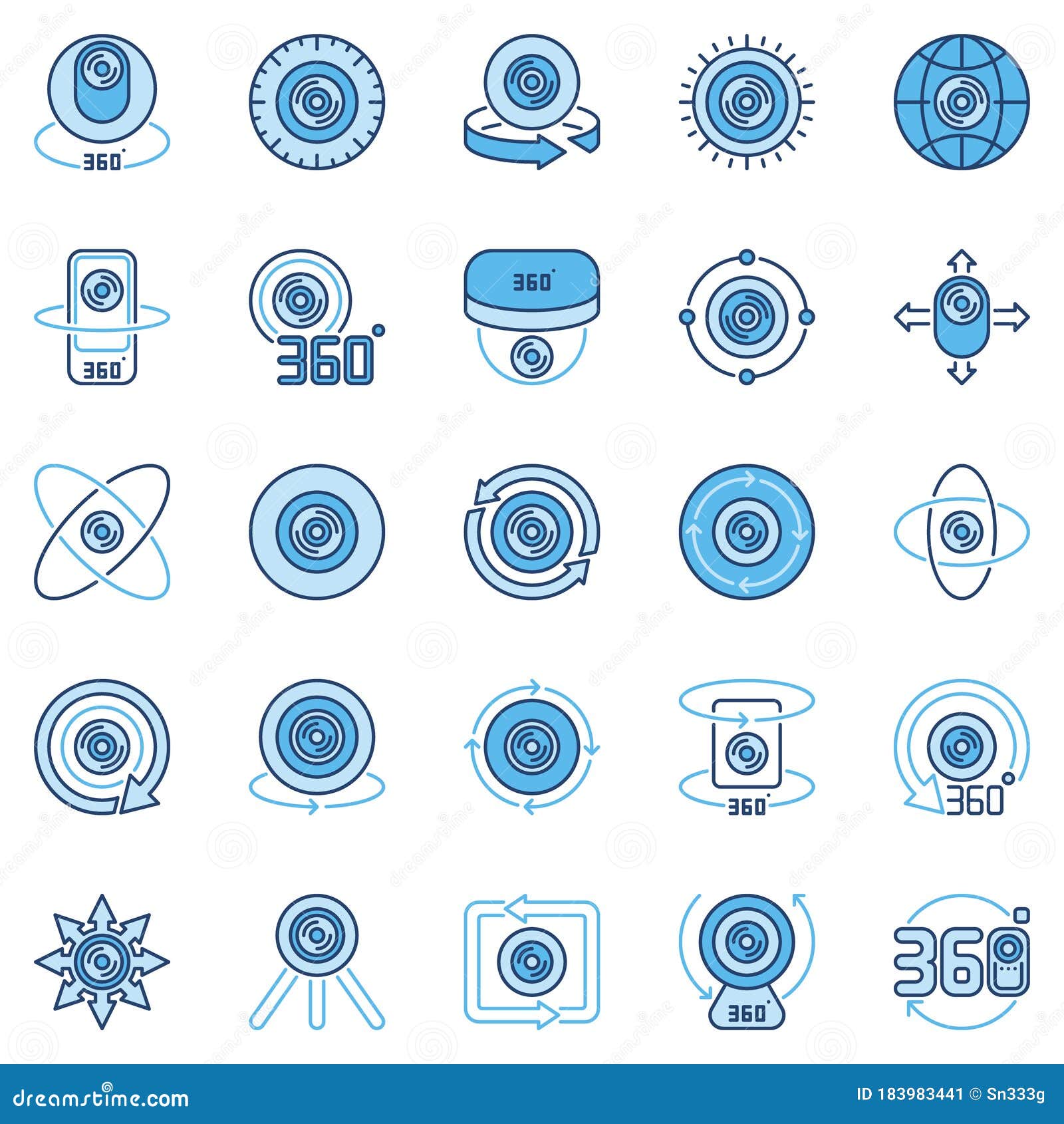 360 Degree Camera Blue Creative Icons or Design Elements Stock Vector ...