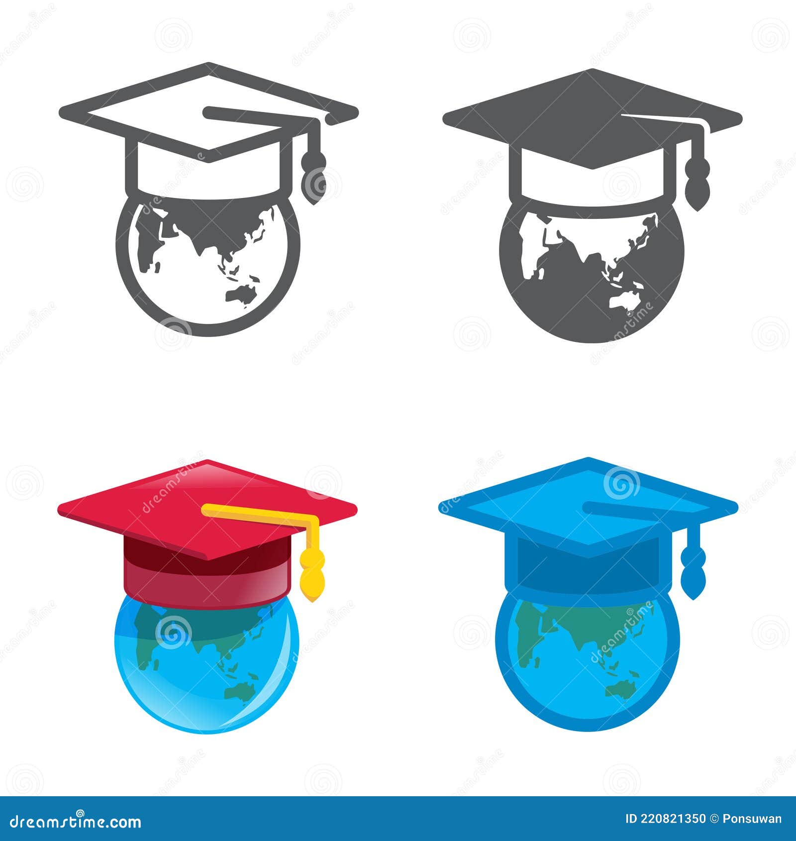 Degree Cap Designed Icons Set. Vector Illustration Stock Vector ...