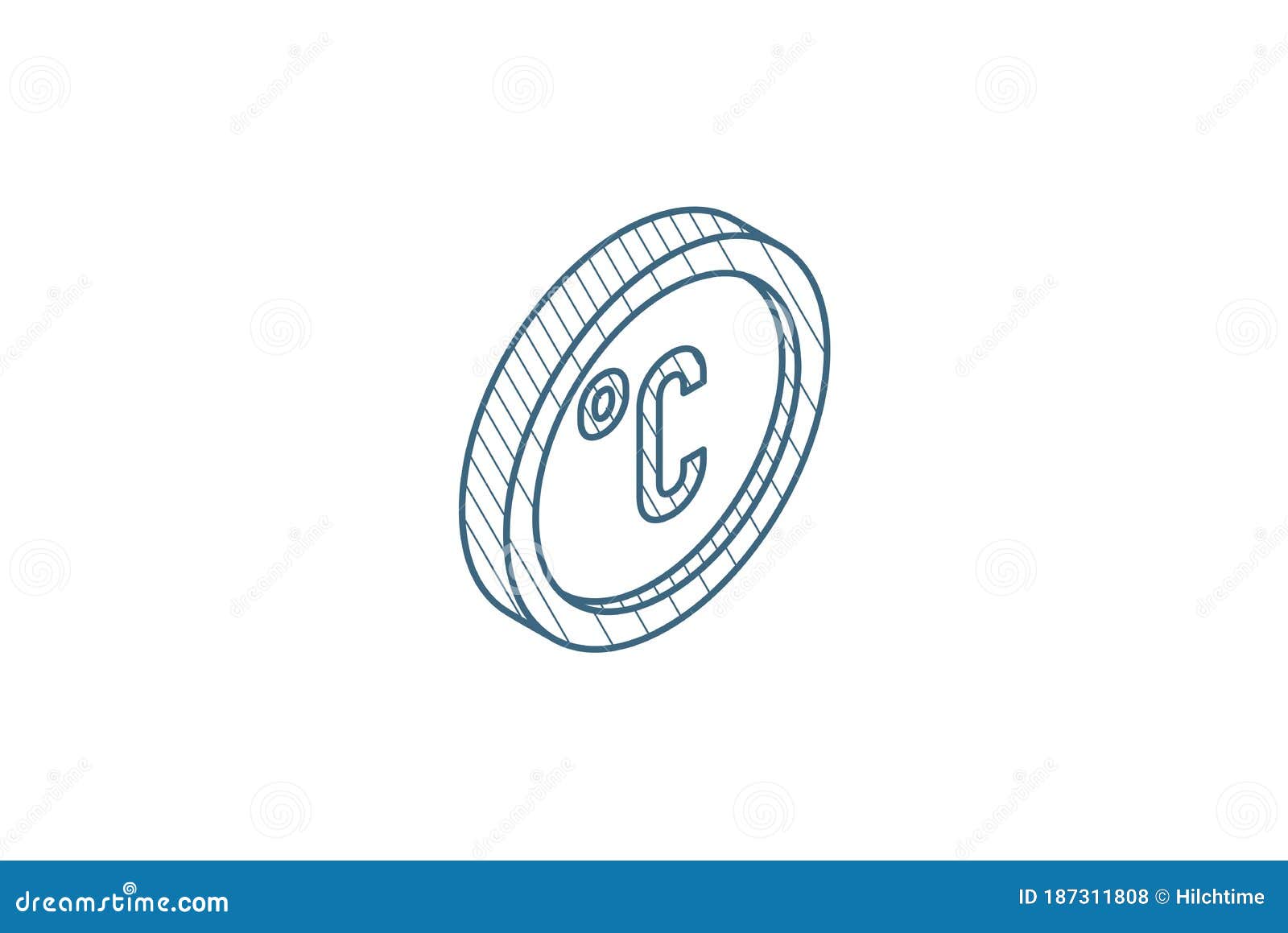 Degree Celsius Isometric Icon. 3d Line Art Technical Drawing. Editable ...