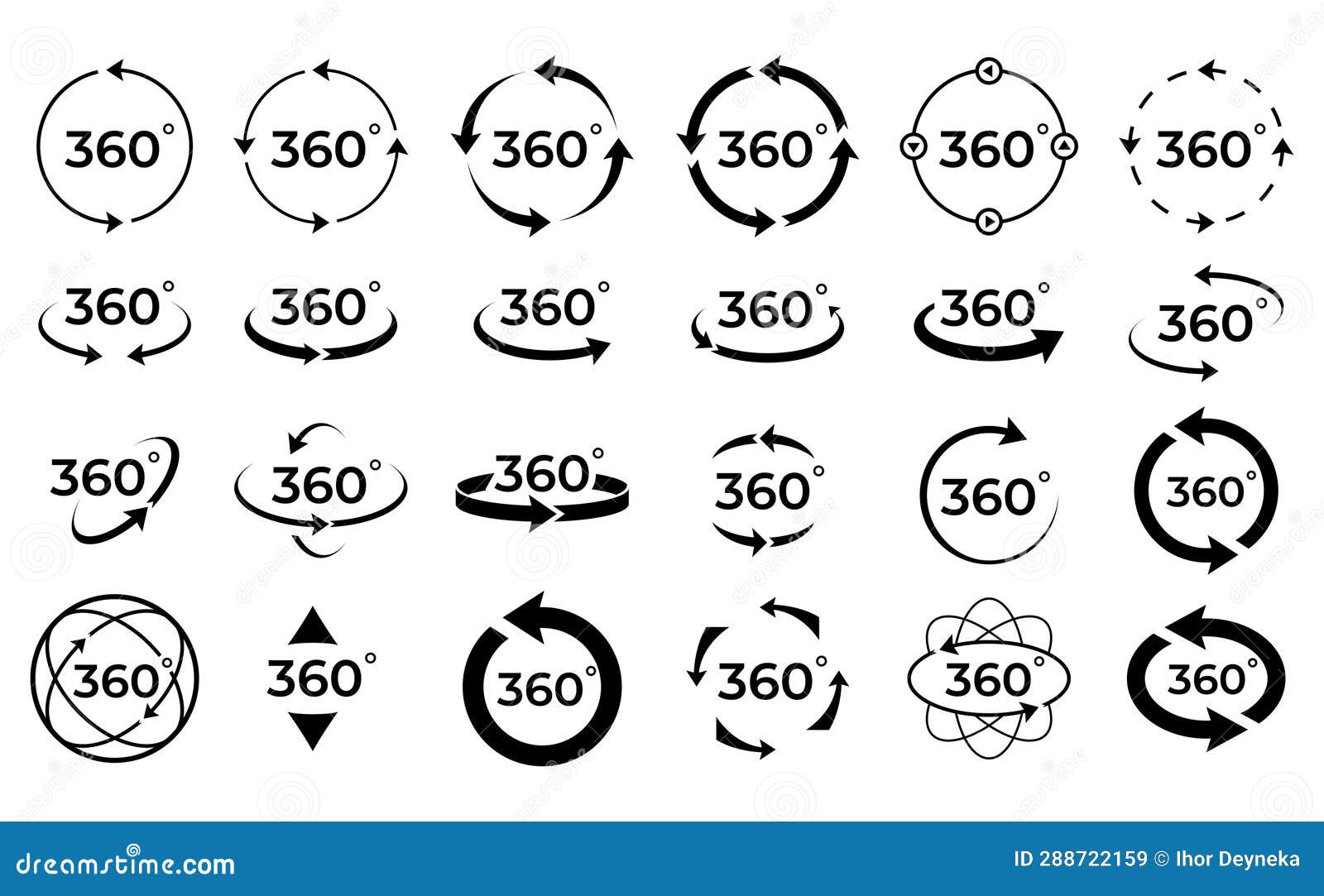 360 Degree Circle. a Symbol with Arrows Indicating a Turn. Panoramic ...
