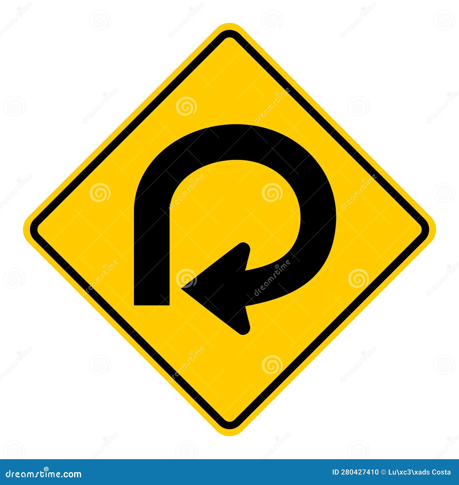 270 Degree Curve Traffic Sign Cartoon Vector | CartoonDealer.com #282149285