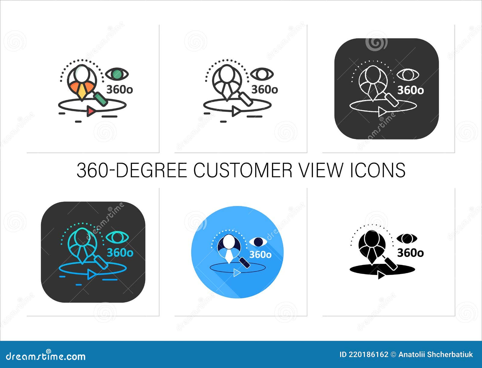 360-degree Customer View Icons Set Stock Vector - Illustration of ...