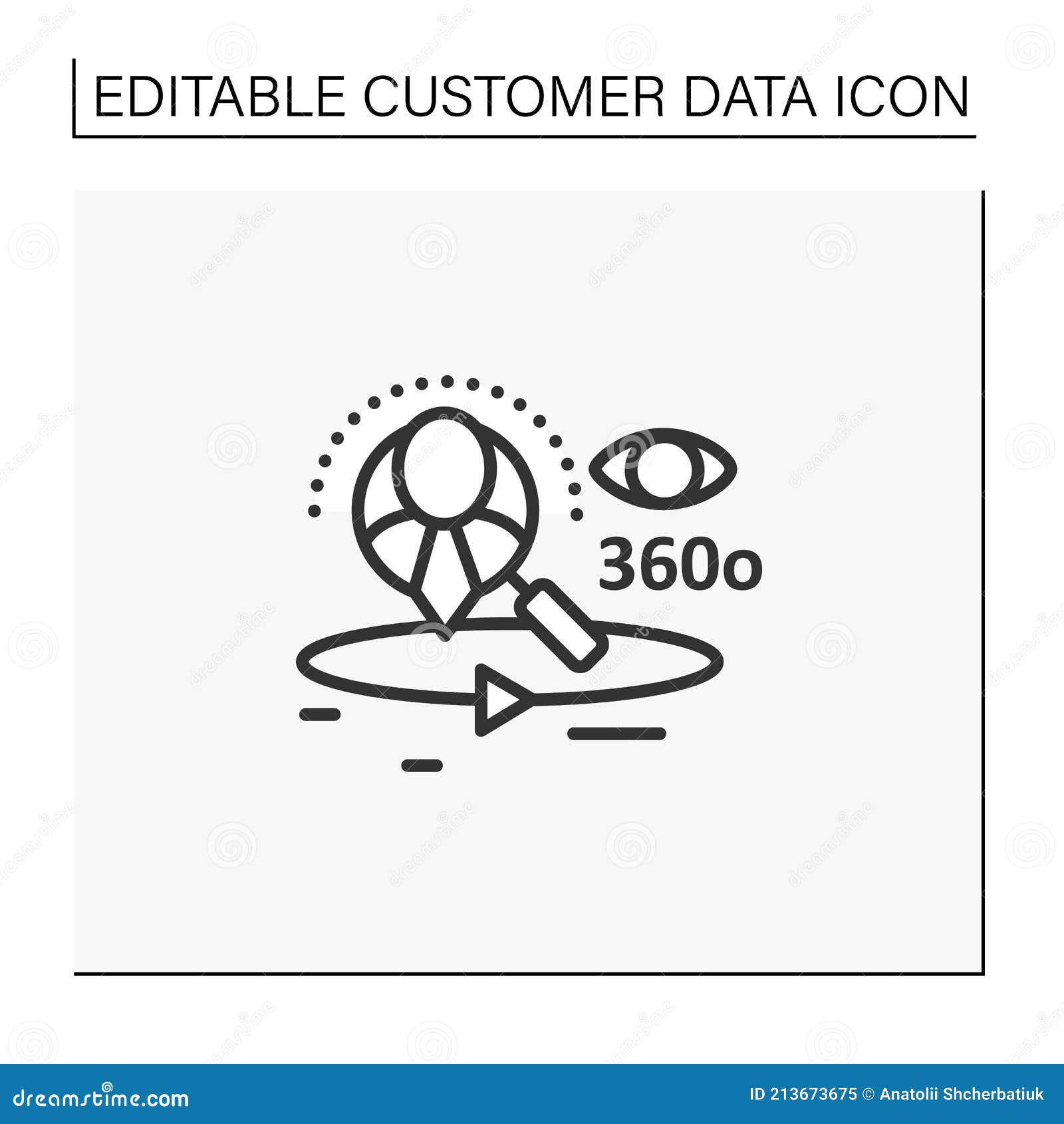 360-degree Customer View Line Icon Stock Vector - Illustration of user ...