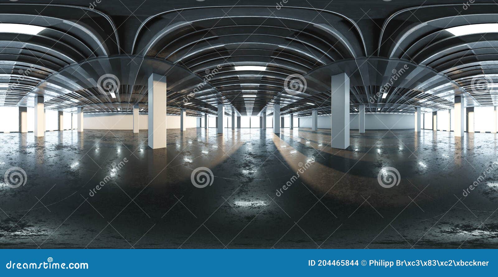 360 Equi Rectangular Panorama Modern Futuristic Abstract White Render ...