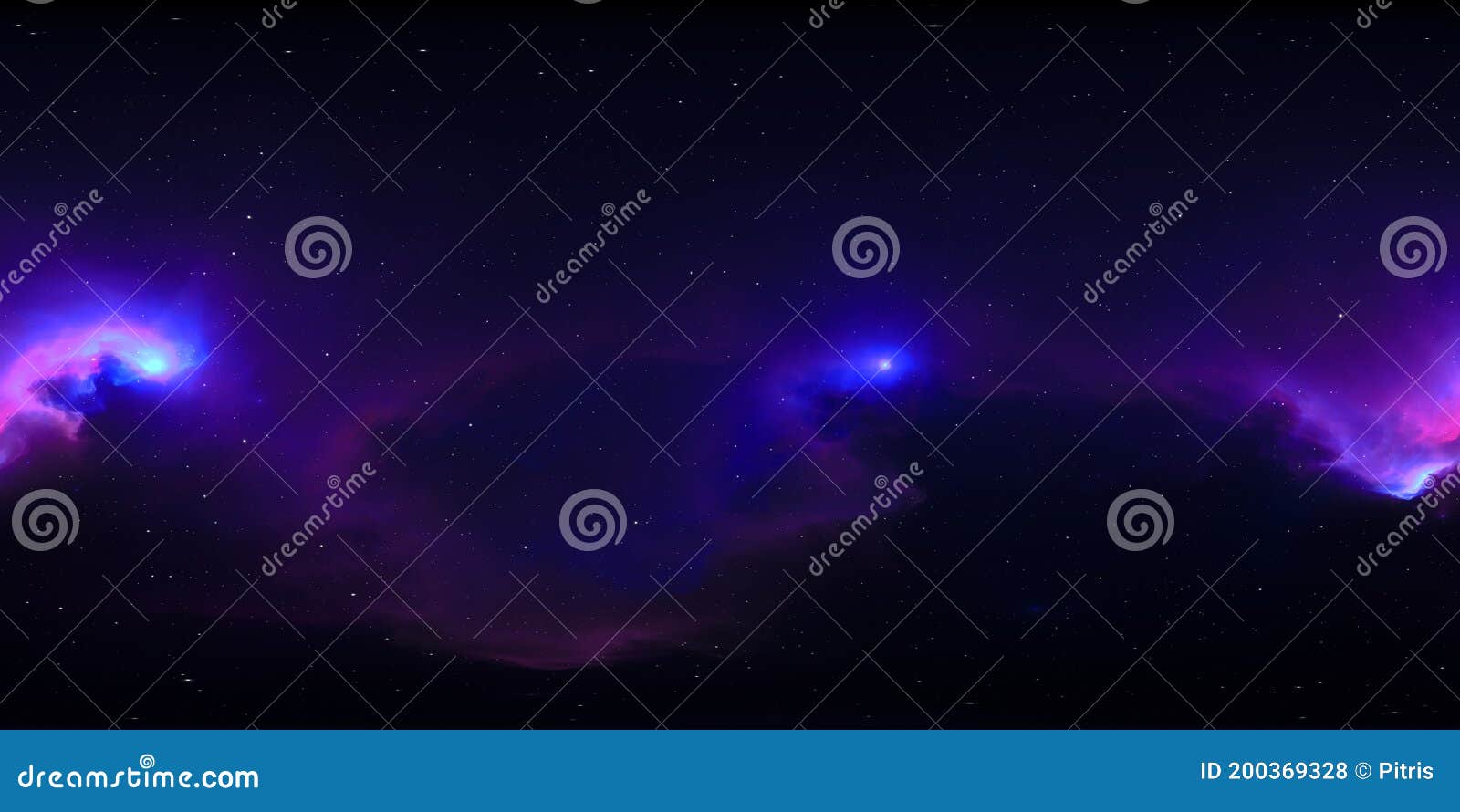 360 Degree Equirectangular Projection Space Background with Nebula and ...