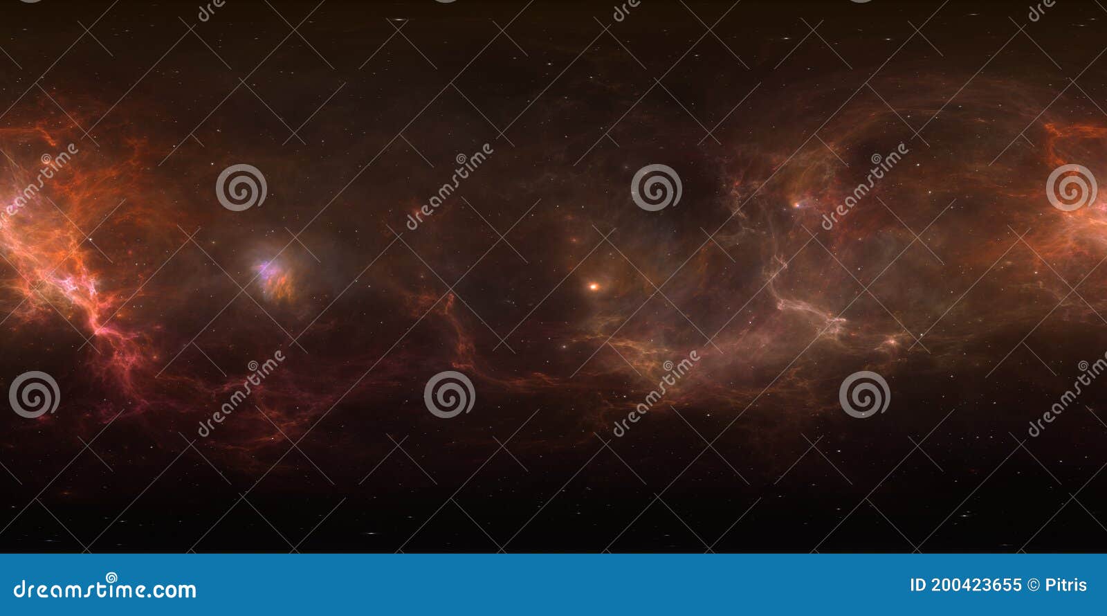 360 Degree Equirectangular Projection Space Background with Nebula and ...