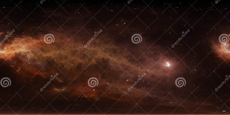 360 Degree Equirectangular Projection Space Background with Nebula and ...