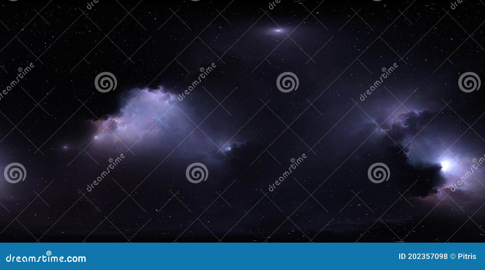 360 Degree Equirectangular Projection Space Background with Nebula and ...