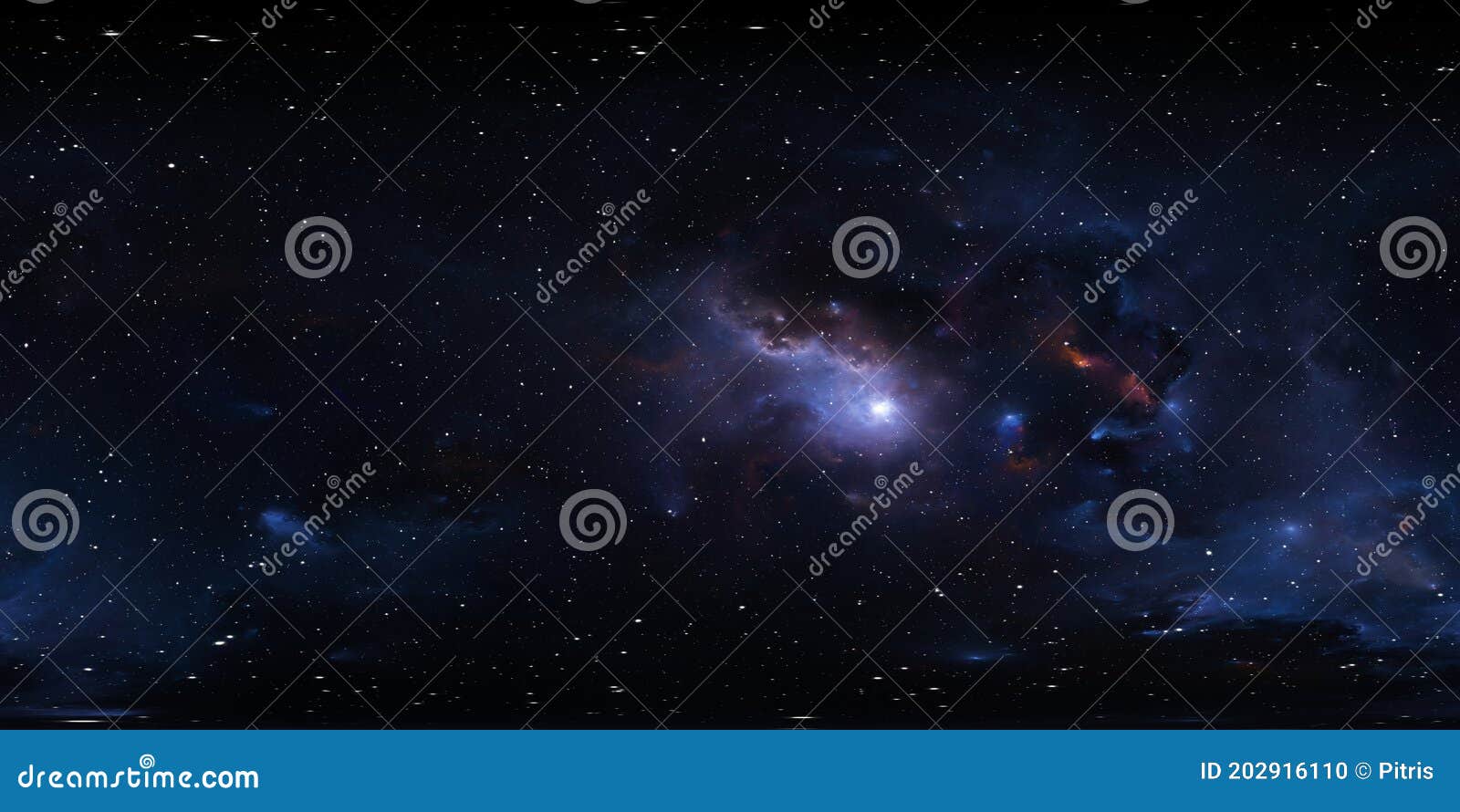 360 Degree Equirectangular Projection Space Background with Nebula and ...