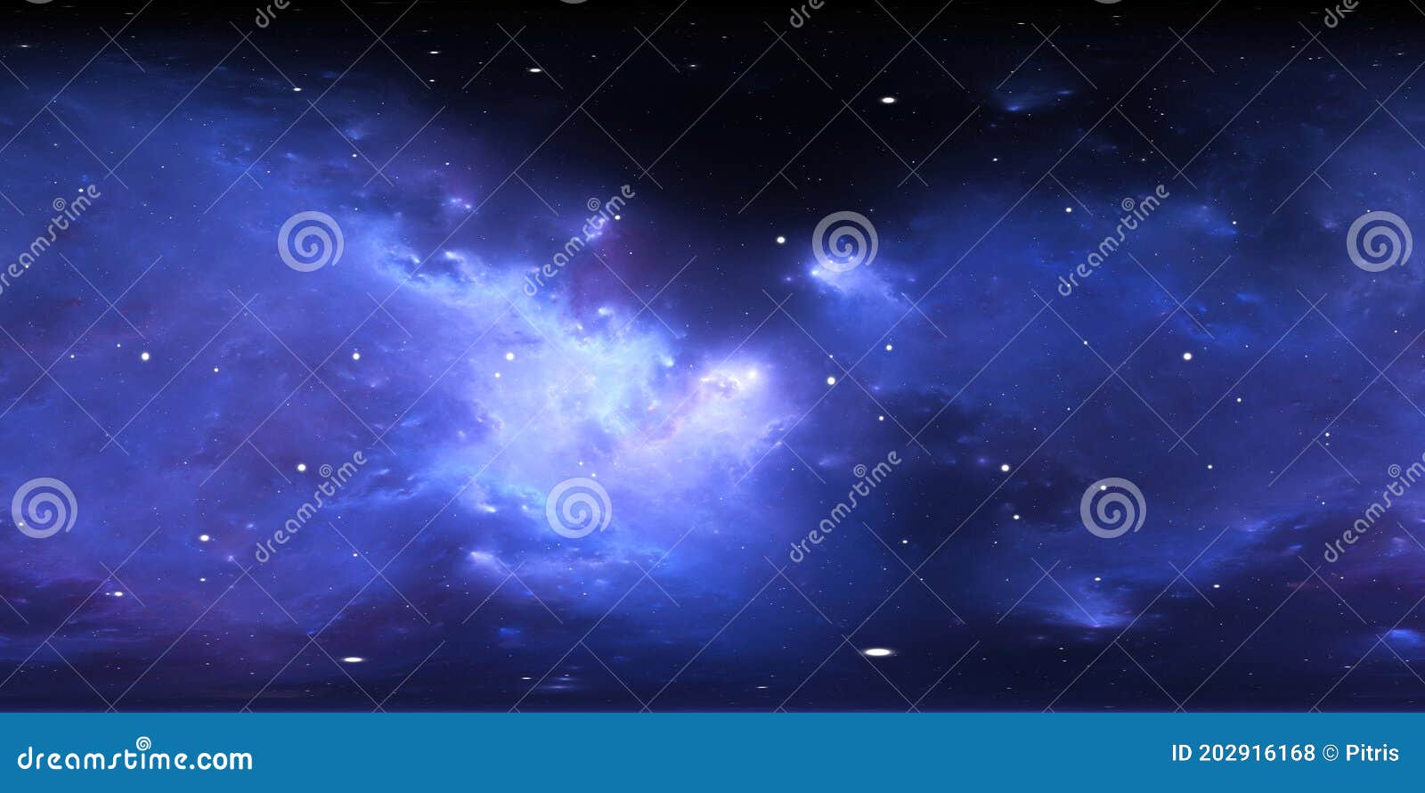 360 Degree Equirectangular Projection Space Background with Nebula and ...