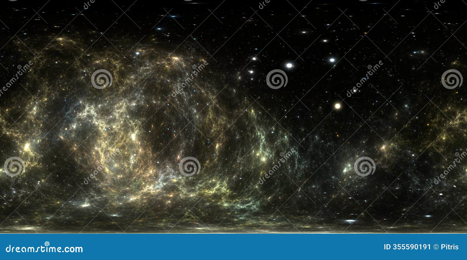 360 Degree Fantasy Space Nebula. Giant Interstellar Cloud with Stars ...
