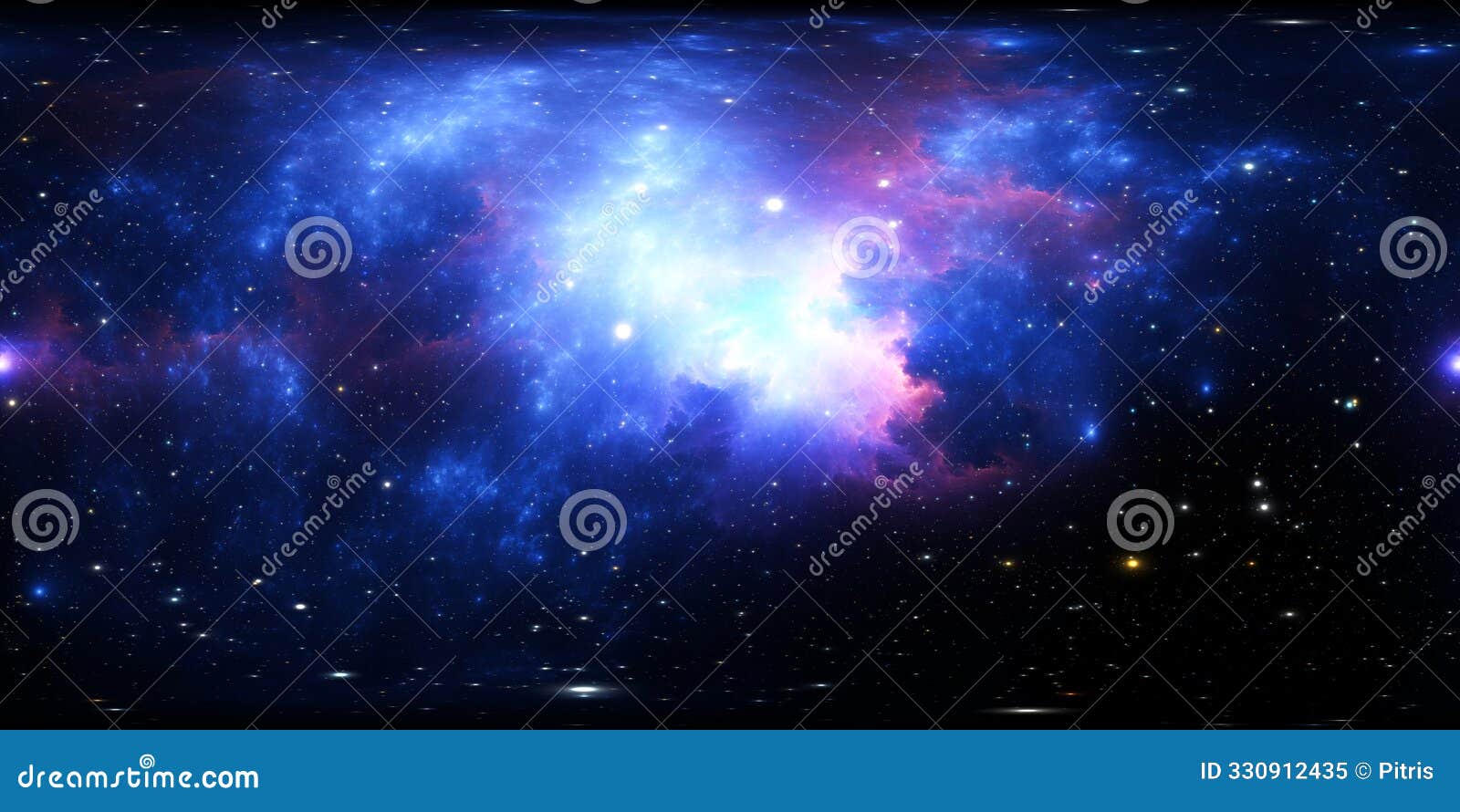 360 Degree Fantasy Space Nebula. Giant Interstellar Cloud with Stars ...