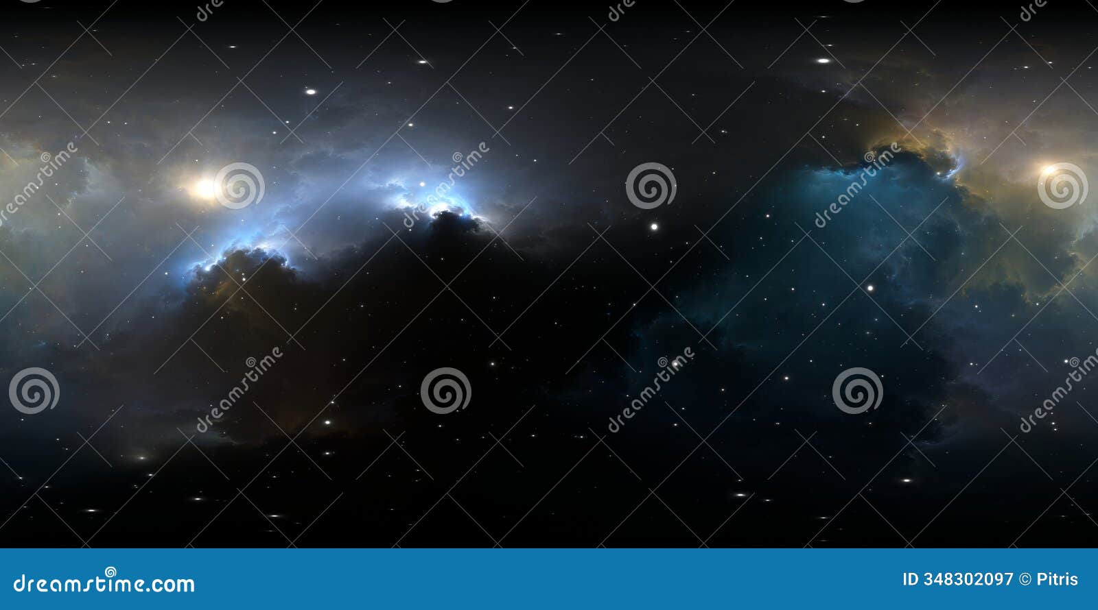 360 Degree Fantasy Space Nebula. Giant Interstellar Cloud with Stars ...