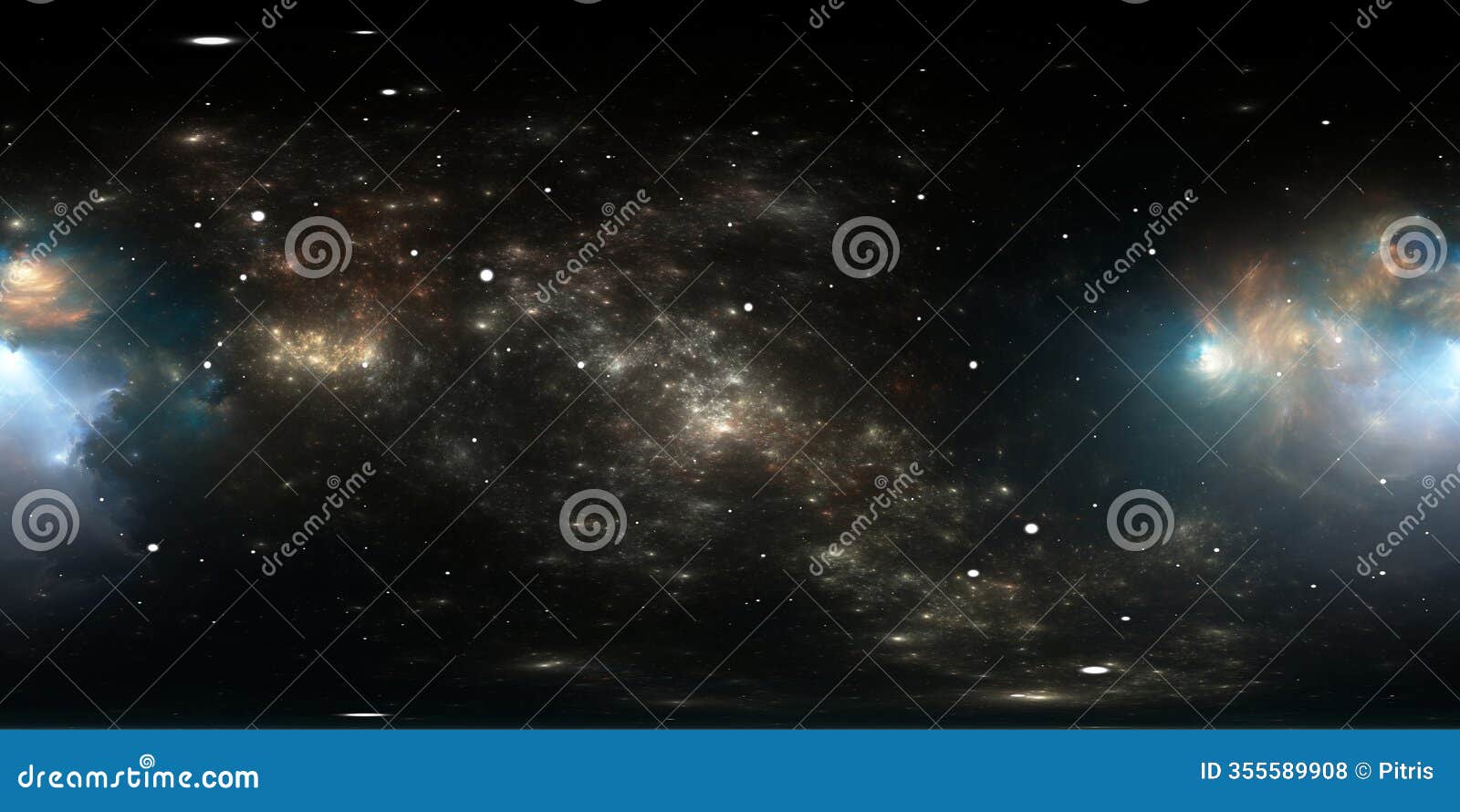 360 Degree Fantasy Space Nebula. Giant Interstellar Cloud with Stars ...