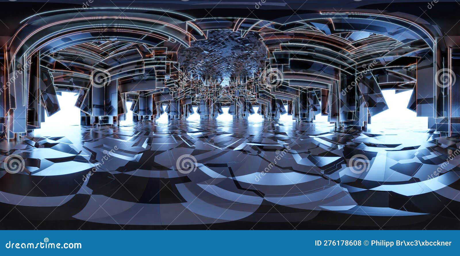 360 Degree Full Panorama of an Abstract Arrangement of Colorful Cubes ...