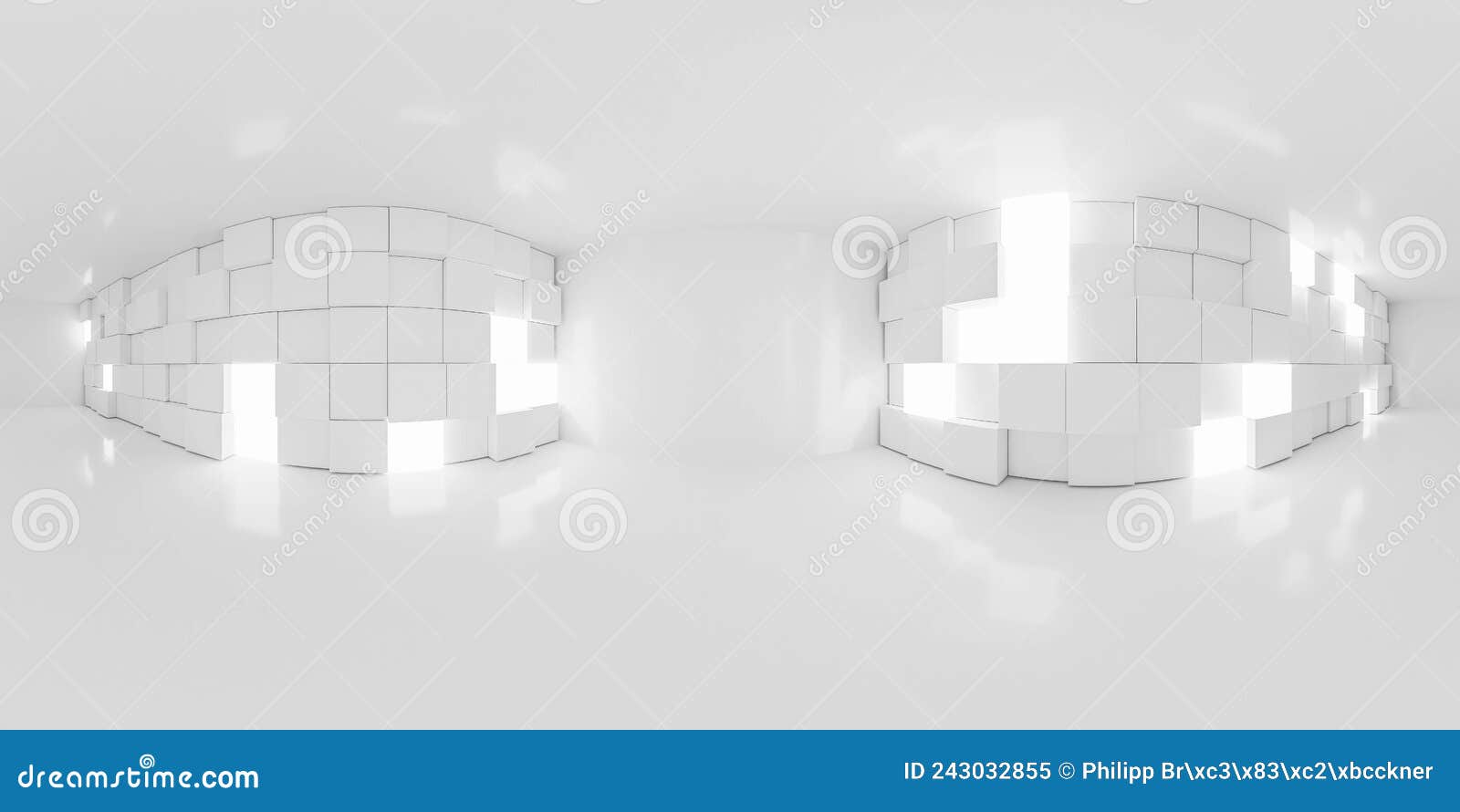 360 Degree Full Panorama Environment Map of Abstract Empty Cube Wall ...