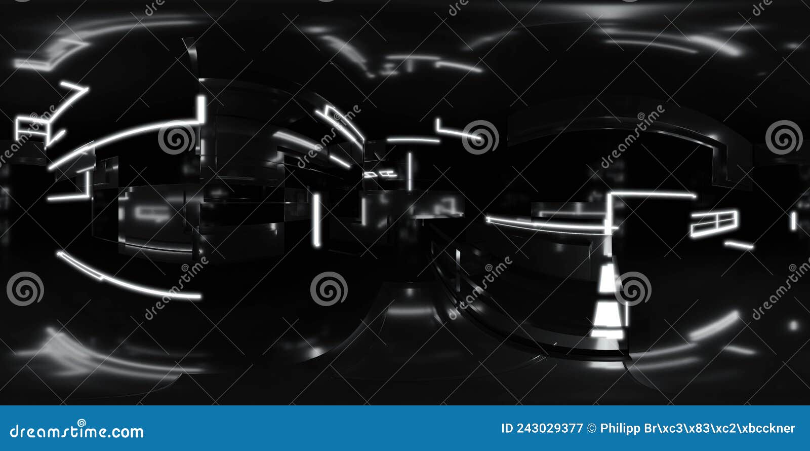 360 Degree Full Panorama Environment Map of Black Technology Lights ...