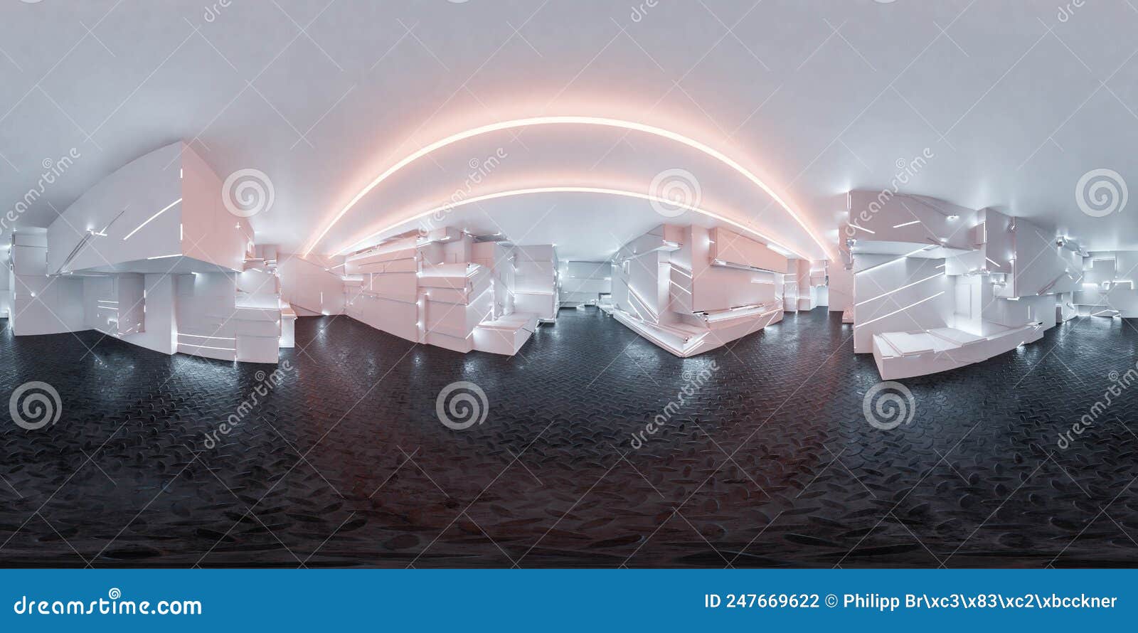 360 Degree Full Panorama Environment Map of Bright Futuristic Studio ...