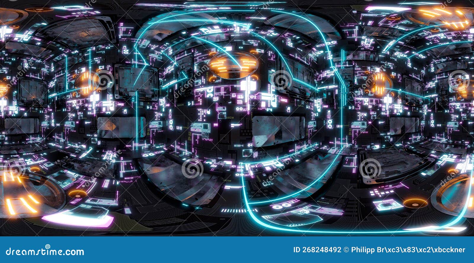 360 Degree Full Panorama Environment Map of Futuristic Computer Surface ...