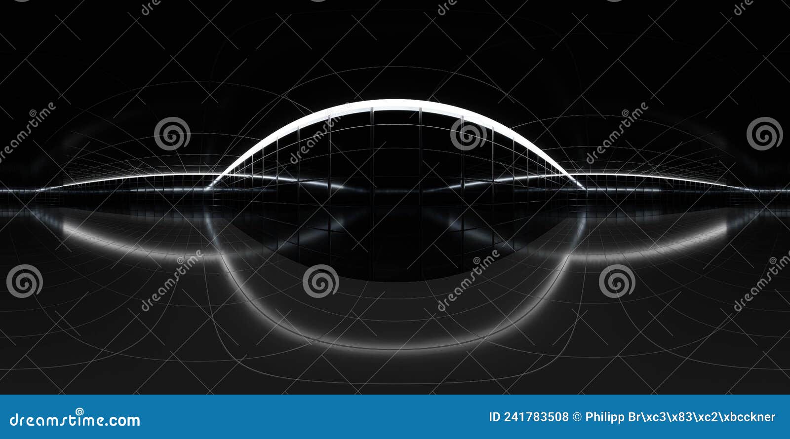 360 Degree Full Panorama Environment Map of Modern Design Dark Hall ...