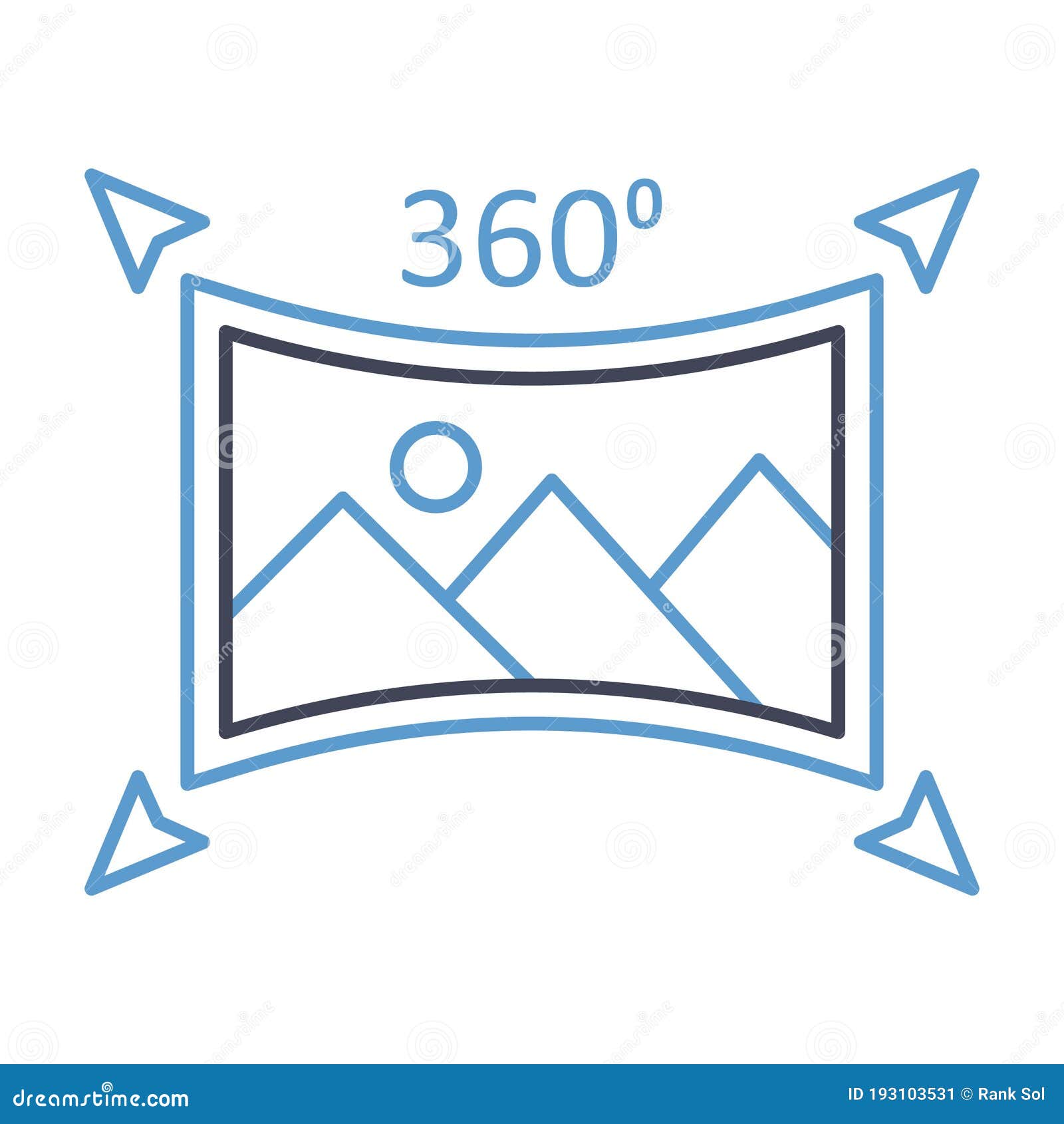 360 Degree Image Flat Inside Vector Icon Which Can Easily Modify or ...