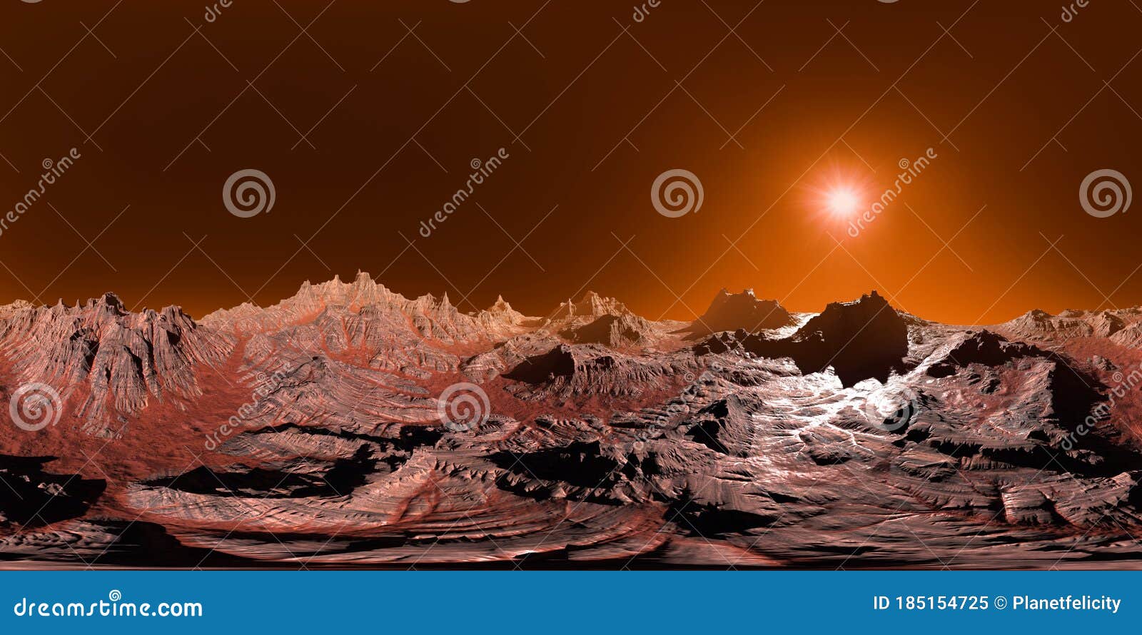 360 Degree Martian Landscape Panorama, Mars Sunset, Environment HDRI ...