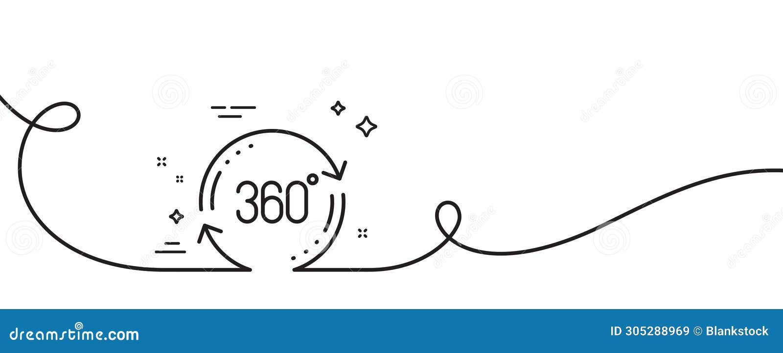 360 Degree Line Icon. Full Rotation Sign. VR Technology Simulation ...