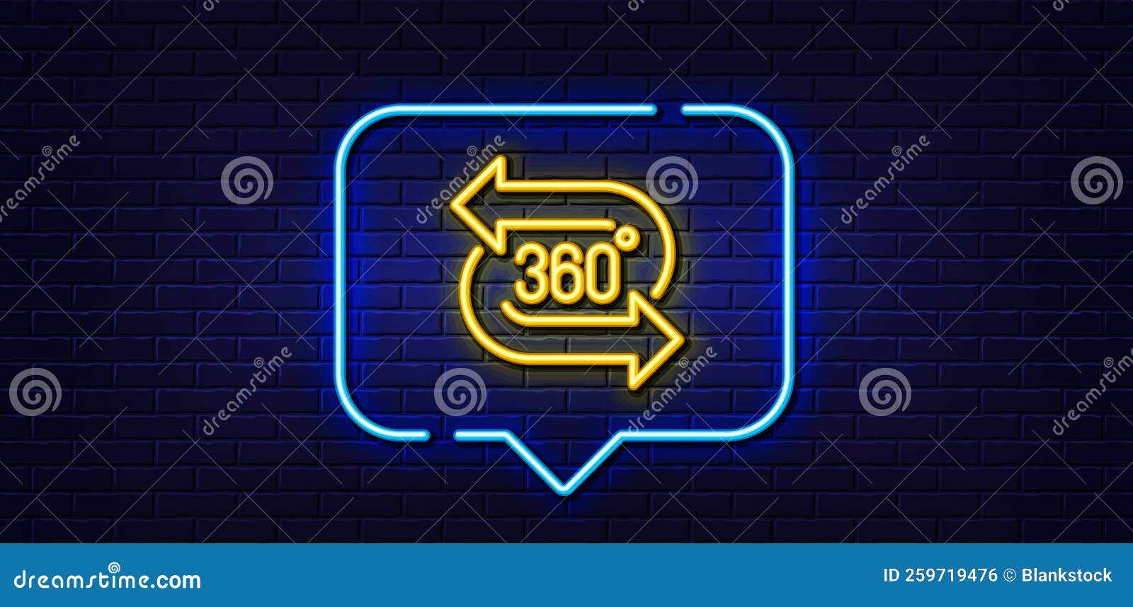 360 Degree Line Icon. VR Technology Simulation Sign. Panoramic View ...