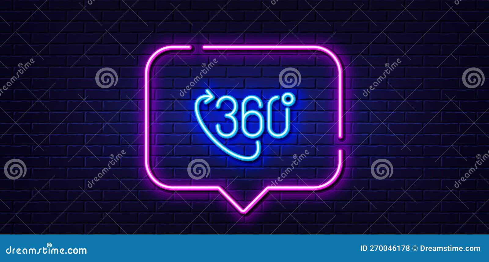 360 Degree Line Icon. VR Technology Simulation Sign. Panoramic View ...