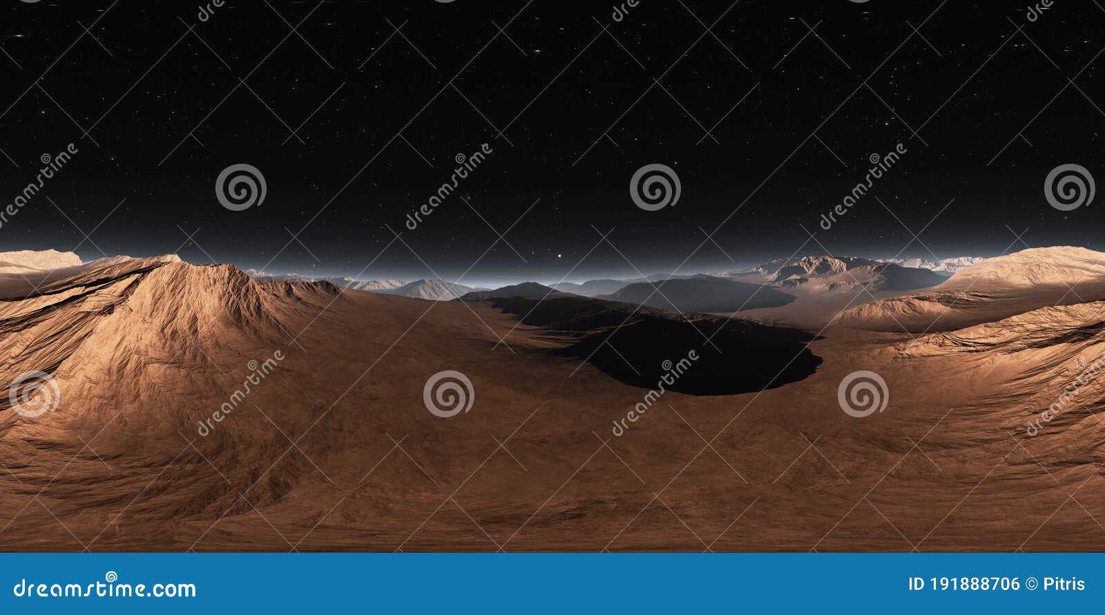 360 Degree Night Desert Landscape. Equirectangular Projection ...