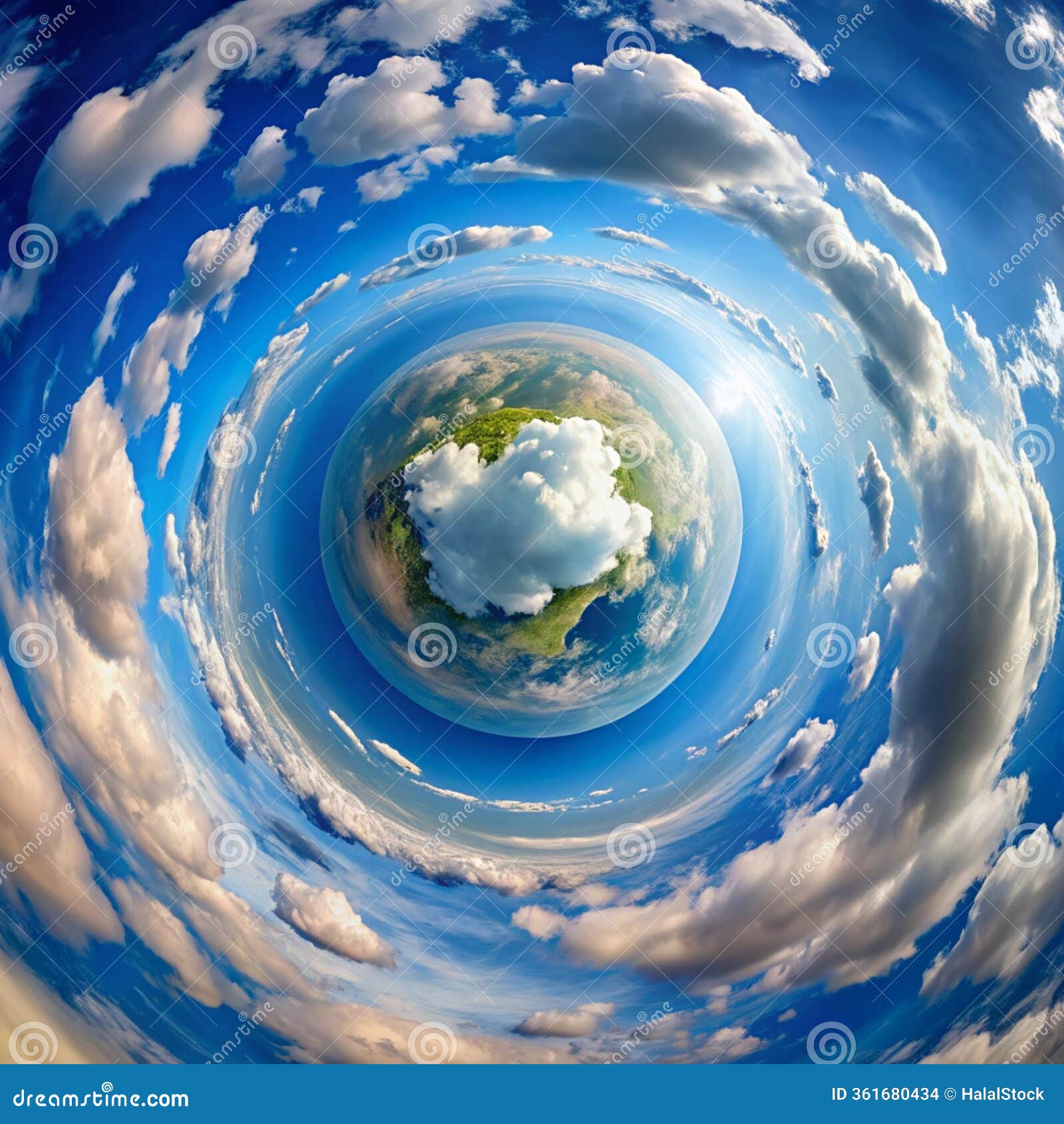 360-Degree Panorama of Clouds on Blue Sky Stock Illustration ...