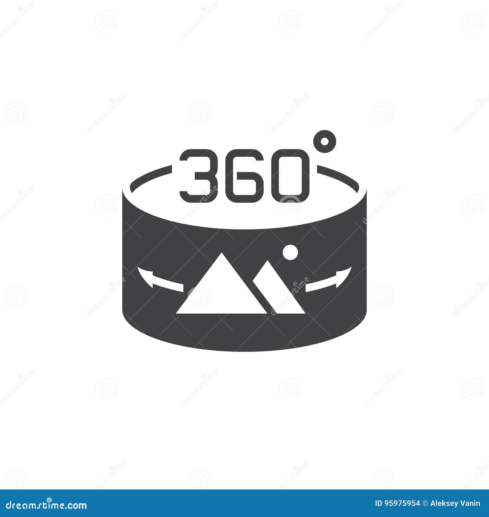 360 Degree Panorama Image Sign. Vector Icon Stock Vector - Illustration ...