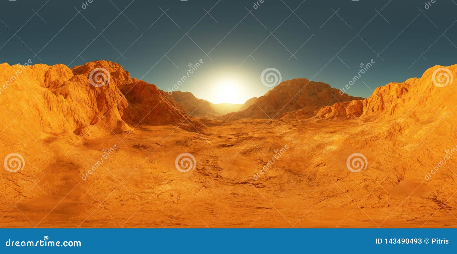 360 Degree Panorama of Mars Sunset, Environment HDRI Map ...