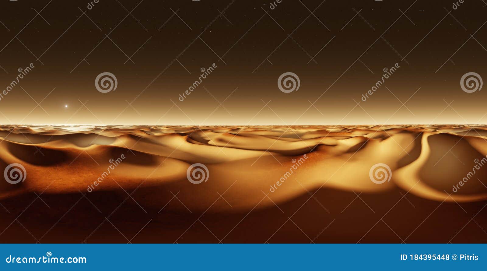 360 Degree Panorama of Sunset on Mars, Sand Dunes, Environment 360 HDRI ...