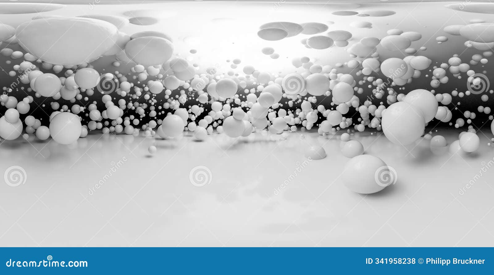 360 Degree Panorama of Surreal Abstract White Spheres in Gradient ...