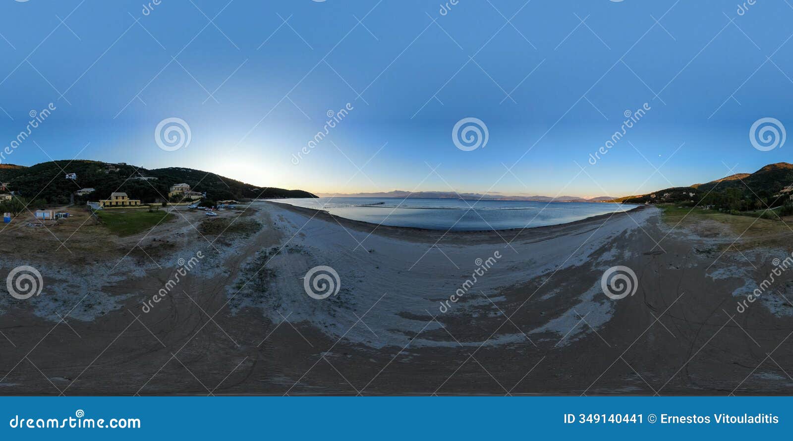360-degree Panoramic Beach View at Dawn Stock Image - Image of ...