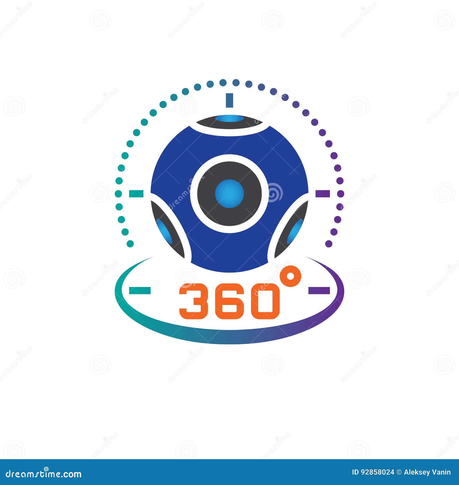 360 Degree Panoramic Video Camera Icon Vector, Virtual Reality Device ...