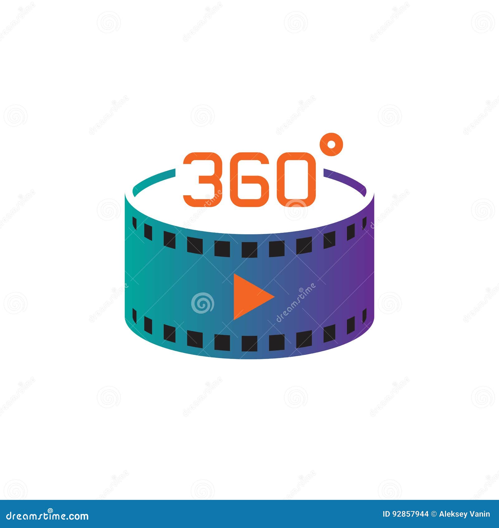 360 Degree Panoramic Video Sign. Vector Icon, Solid Logo Illustration ...
