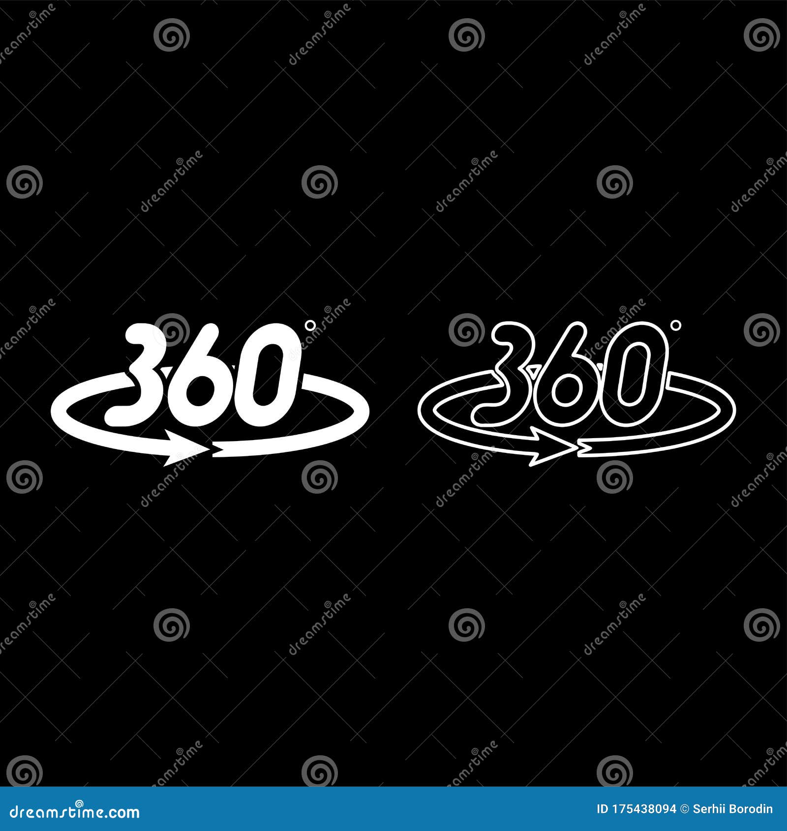 360 Degree Rotation Arrow Concept Full View Icon Outline Set White ...