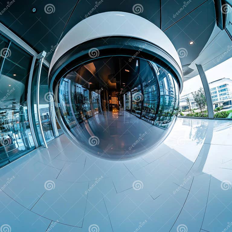 A 360-degree Security Camera Mounted on a Ceiling, Reflecting a Modern ...