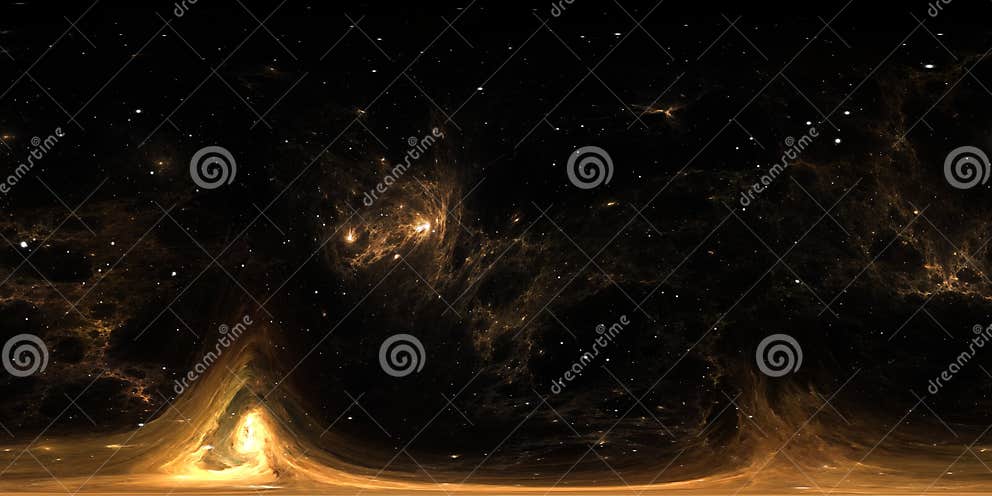 360 Degree Space Background with Nebula and Galaxy, Equirectangular ...