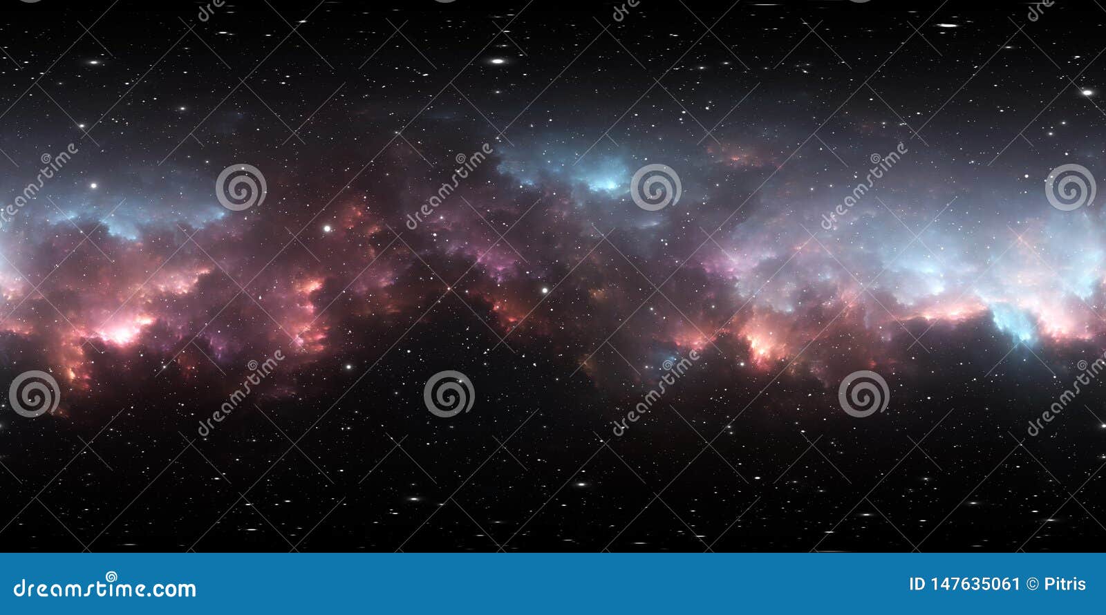 360 Degree Space Background with Nebula and Stars, Equirectangular ...