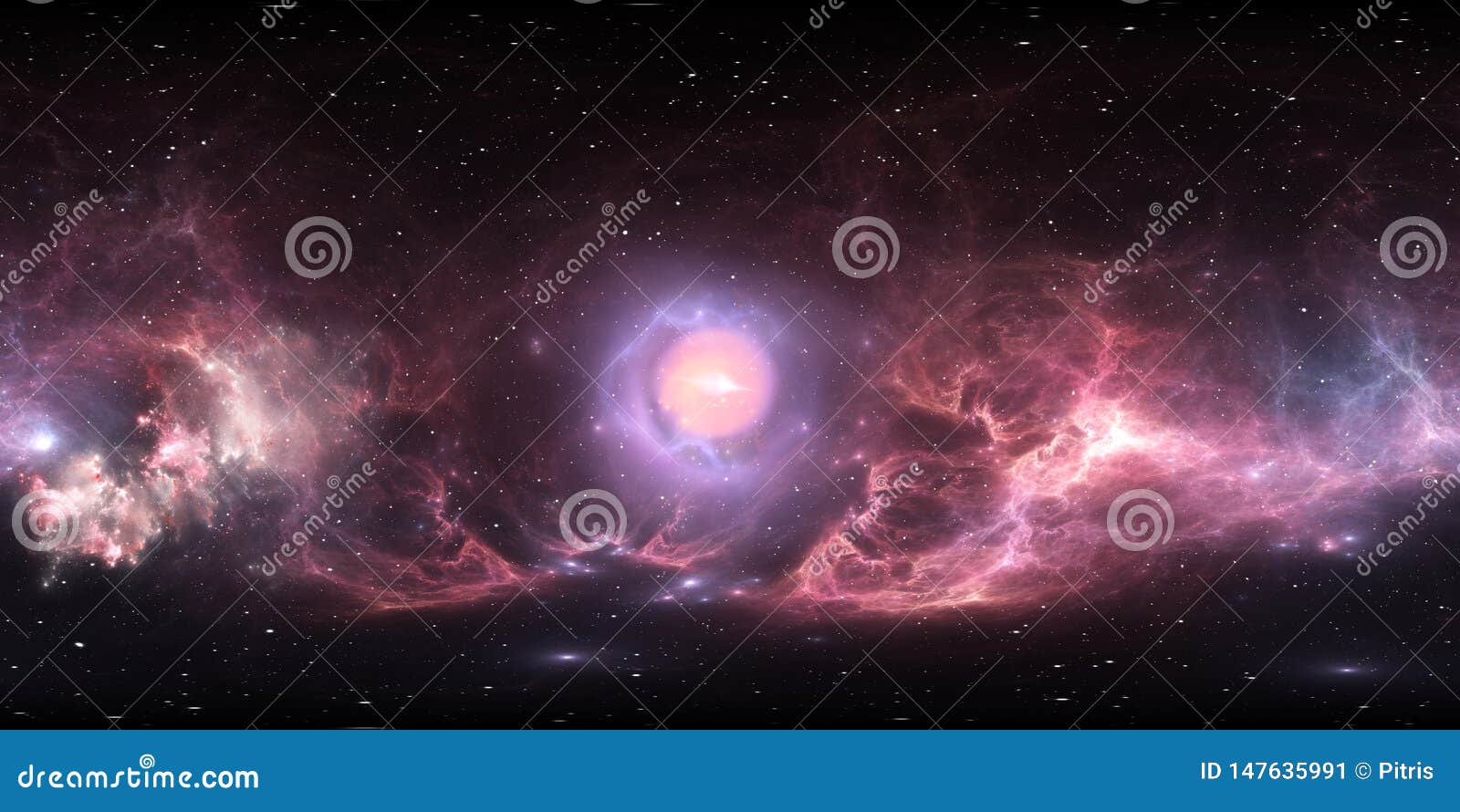 360 Degree Space Background with Nebula and Stars, Equirectangular ...