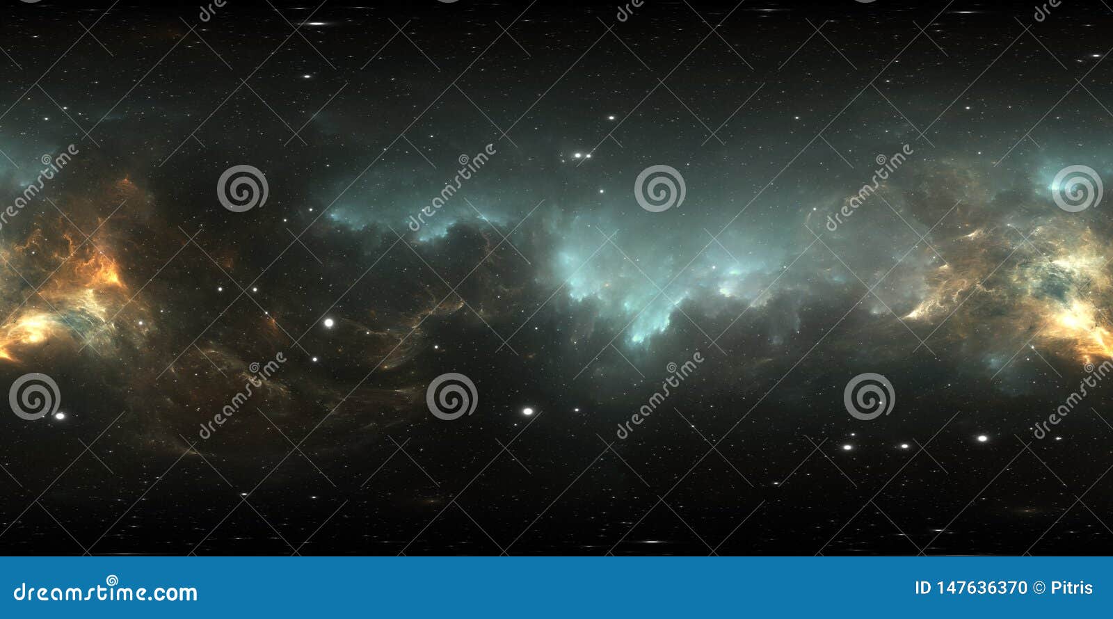 360 Degree Space Background With Nebula And Stars, Equirectangular ...