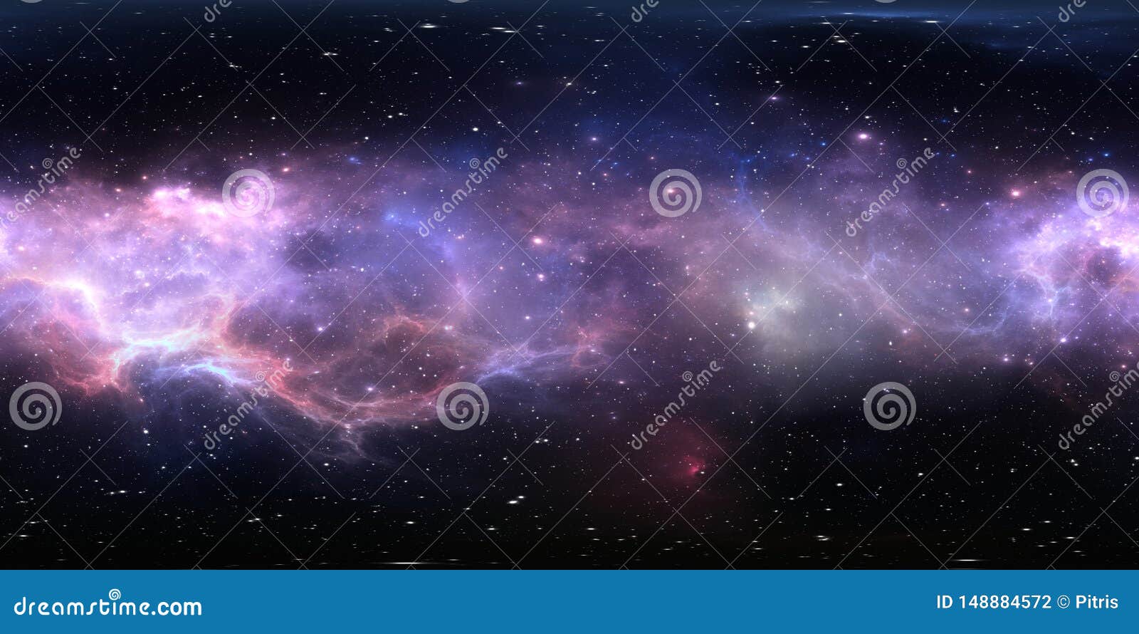 360 Degree Space Background with Nebula and Stars, Equirectangular ...