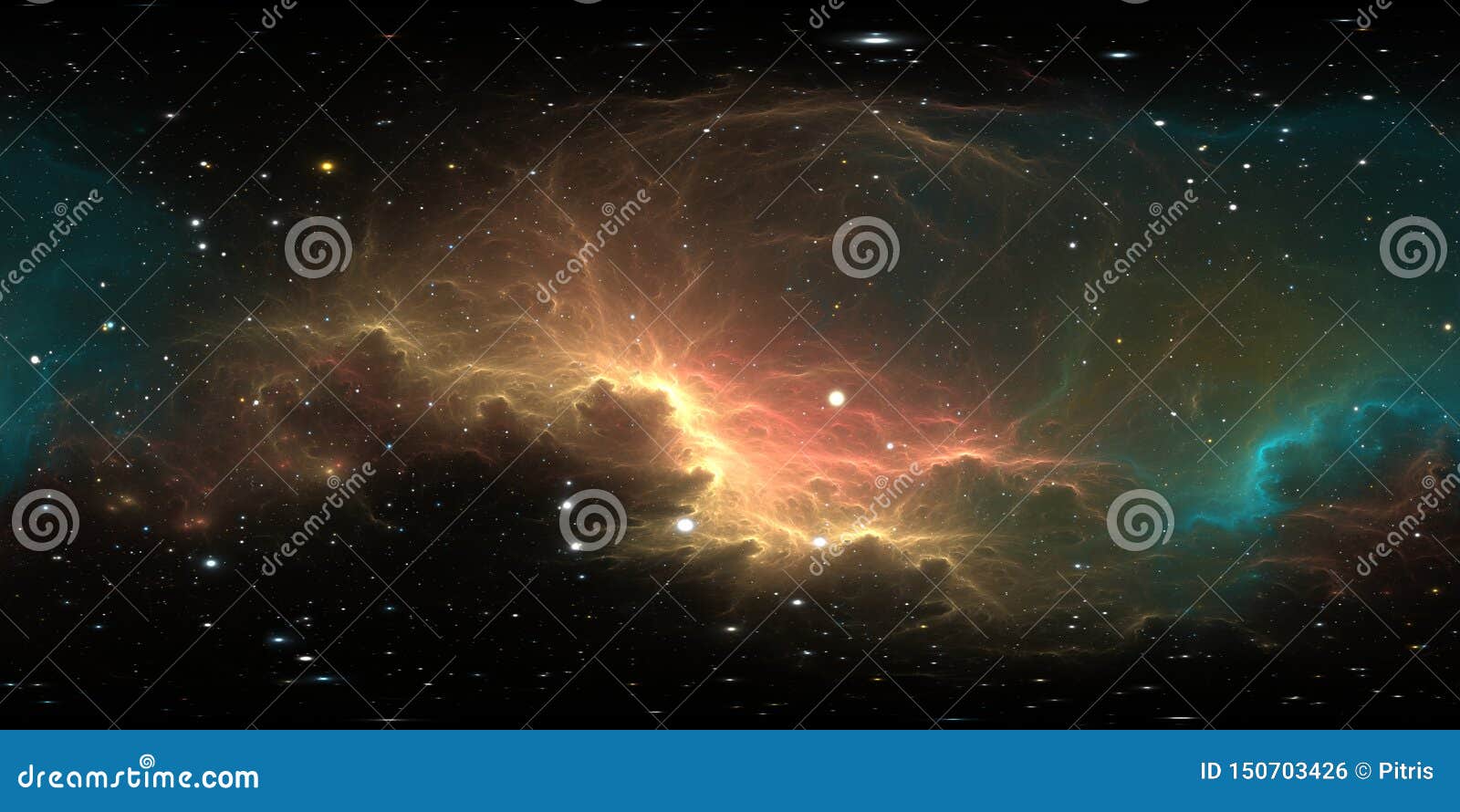 360 Degree Space Background with Nebula and Stars, Equirectangular ...